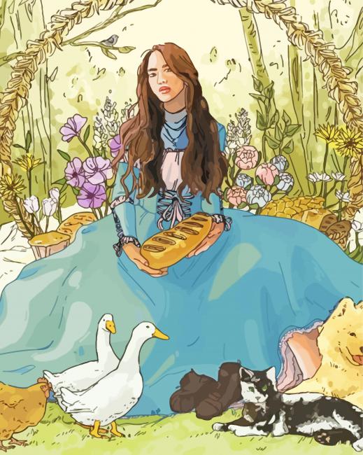 Cottagecore Lady With Animals - 5D Diamond Painting - DiamondPaintings.Pro